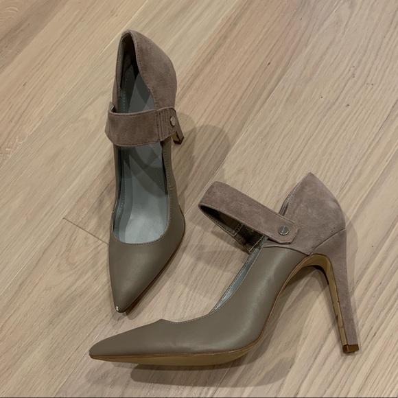 Calvin Klein | Shoes | Pointy Greige Suede And Leather Calvin Klein ...